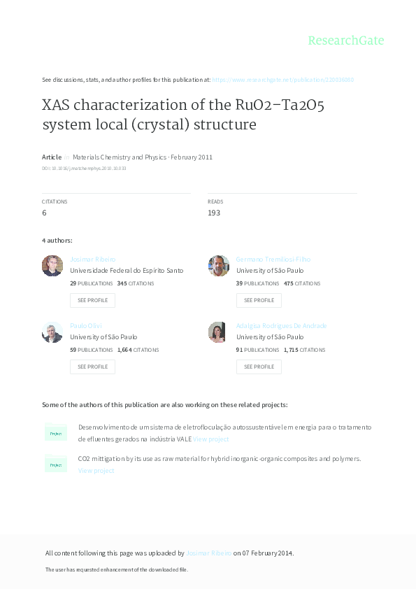 (PDF) XAS characterization of the RuO2-Ta2O5 system local (crystal ...
