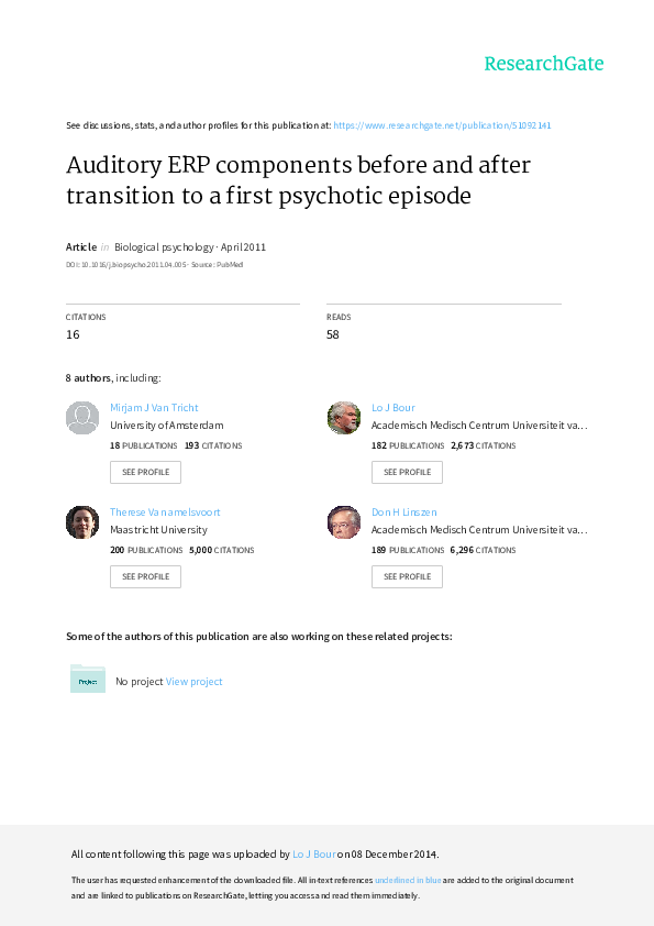 (PDF) Auditory ERP components before and after transition to a first ...