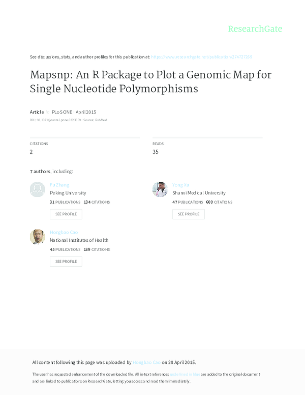 (PDF) Mapsnp: An R Package to Plot a Genomic Map for Single Nucleotide Polymorphisms