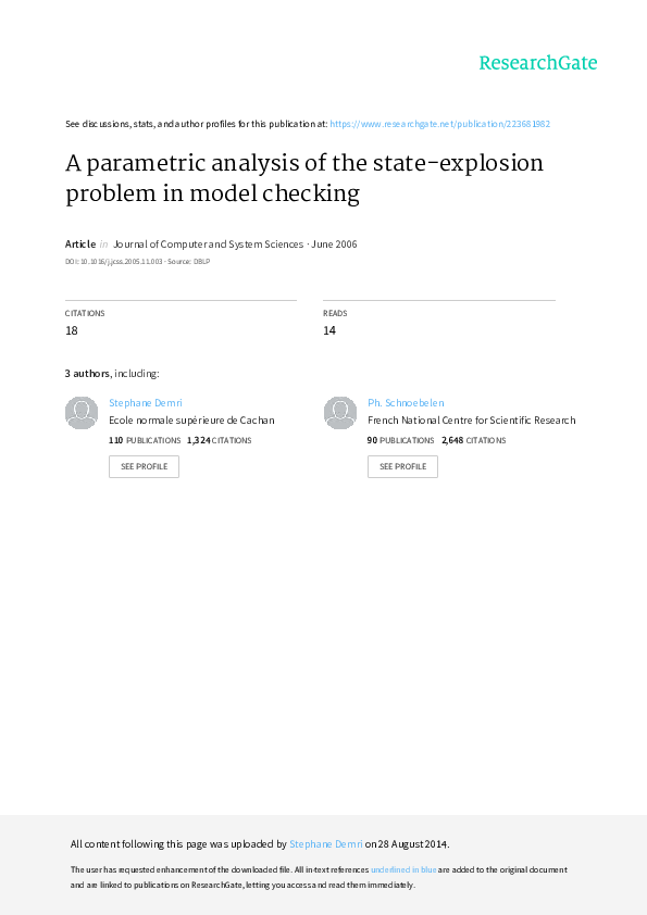 (PDF) A parametric analysis of the state-explosion problem in model checking