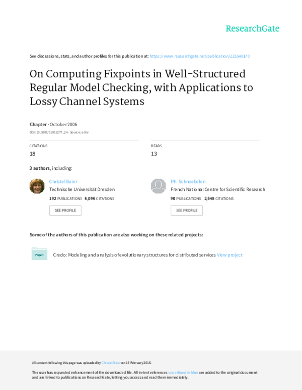 (PDF) On Computing Fixpoints in Well-Structured Regular Model Checking, with Applications to ...
