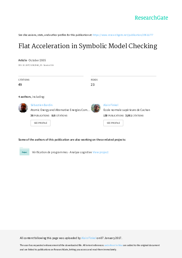(PDF) Flat Acceleration in Symbolic Model Checking
