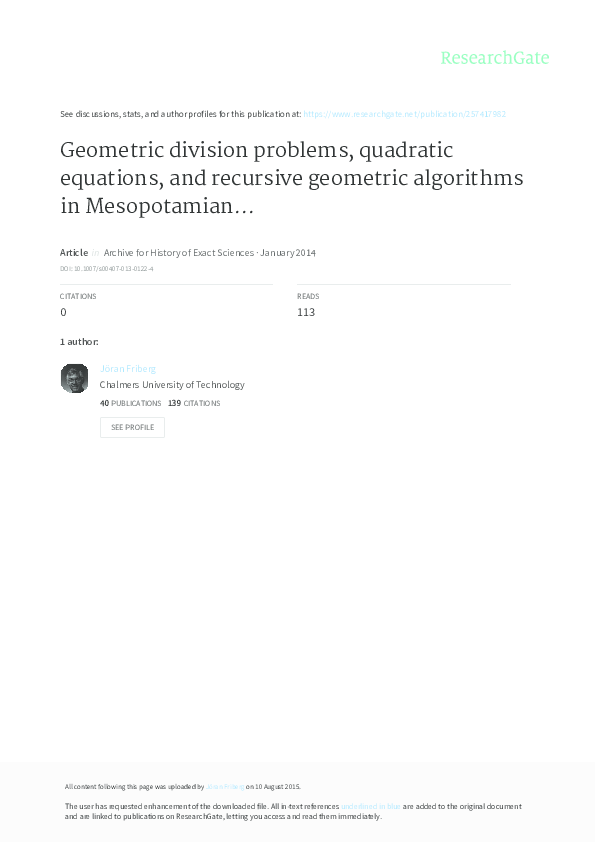(PDF) Geometric division problems, quadratic equations, and recursive ...
