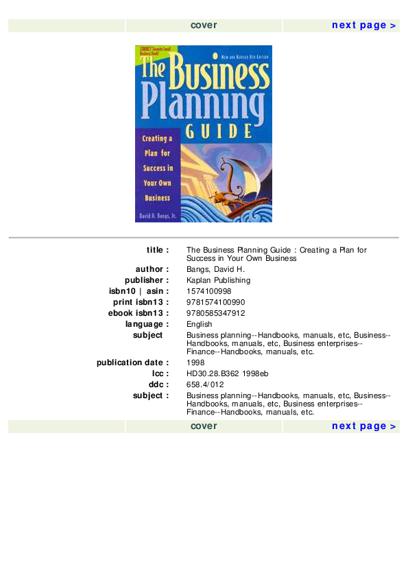 (PDF) The Business Planning Guide