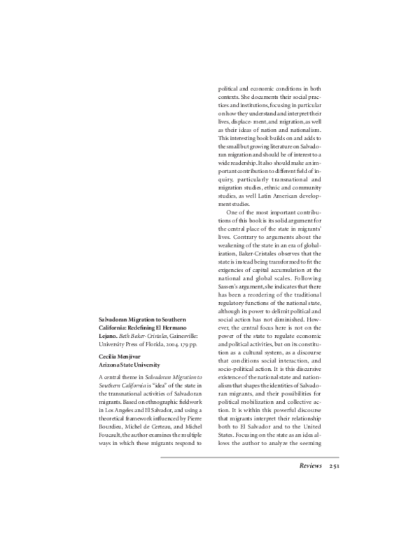 (PDF) Salvadoran migration to Southern California: redefining el ...