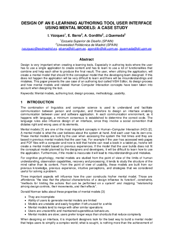 (PDF) DESIGN OF AN E-LEARNING AUTHORING TOOL USER INTERFACE USING MENTAL MODELS: A CASE STUDY