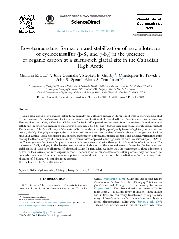 (PDF) Low-temperature formation and stabilization of rare allotropes of ...