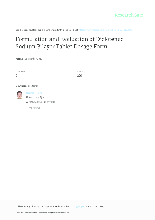 Pdf Formulation And Evaluation Of Diclofenac Sodium Bilayer Tablet Dosage Form