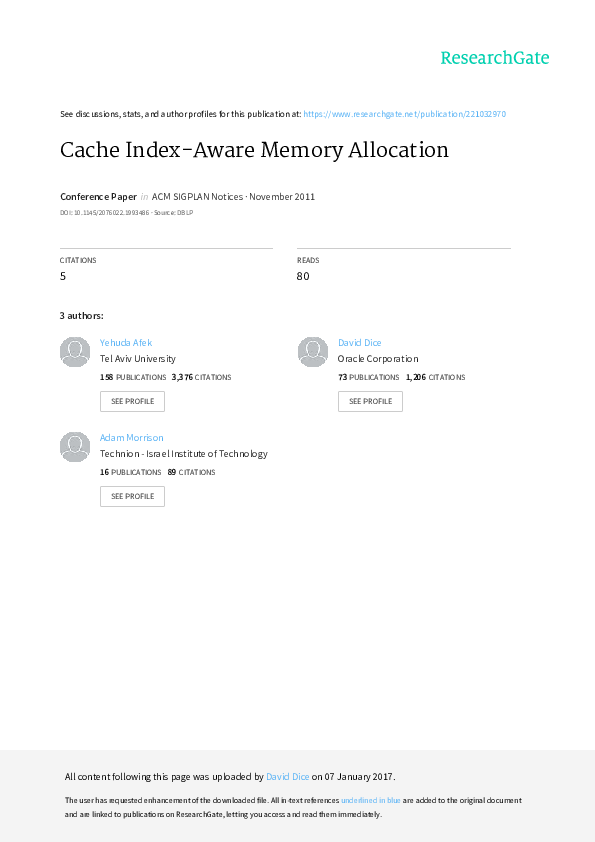(PDF) Cache index-aware memory allocation