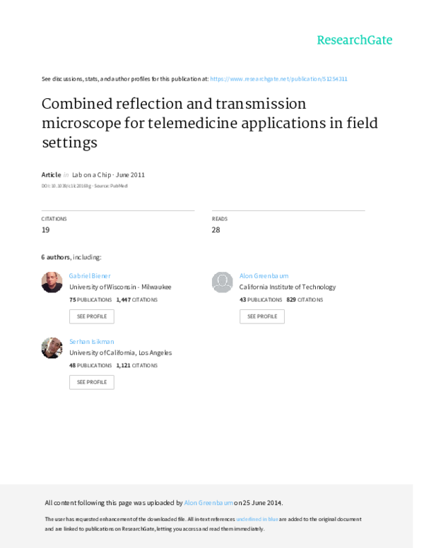 (PDF) Combined reflection and transmission microscope for telemedicine ...