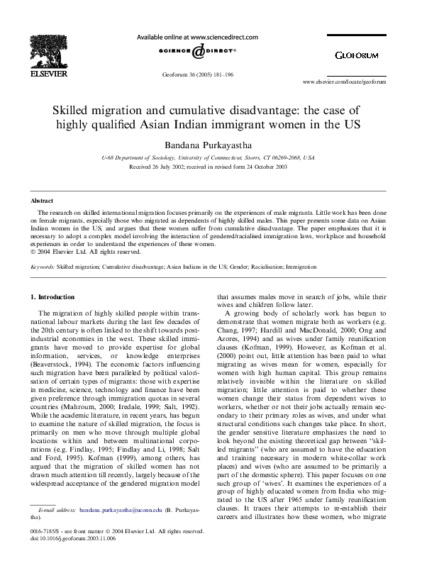 (PDF) Skilled migration and cumulative disadvantage: the case of highly ...