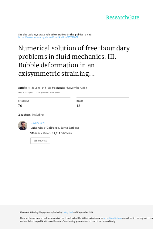 (PDF) Numerical solution of free-boundary problems in fluid mechanics. Part 1. The finite ...