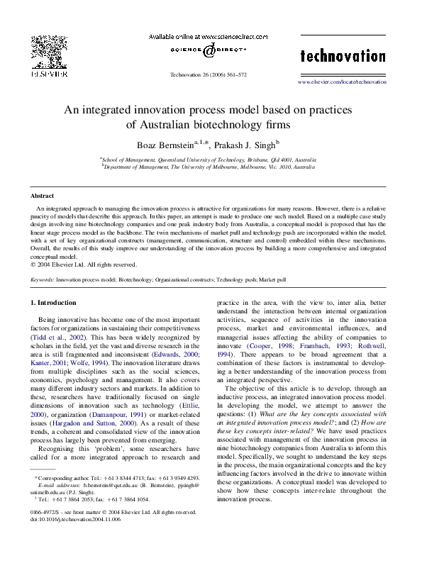 (PDF) An integrated innovation process model based on practicesof ...