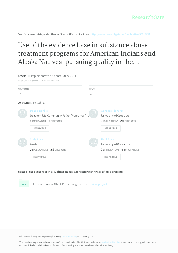 (PDF) Use of the evidence base in substance abuse treatment programs ...