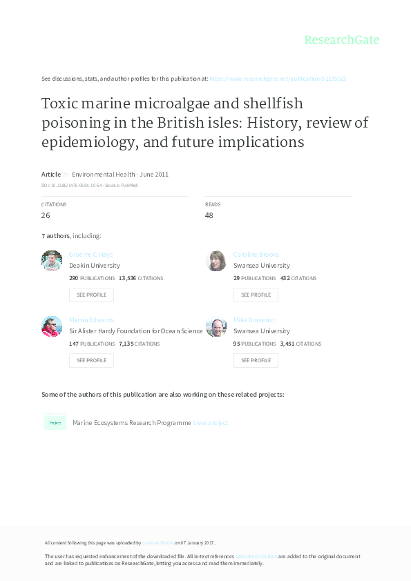 (PDF) Toxic Marine Microalgae and Shellfish Poisoning in the British ...