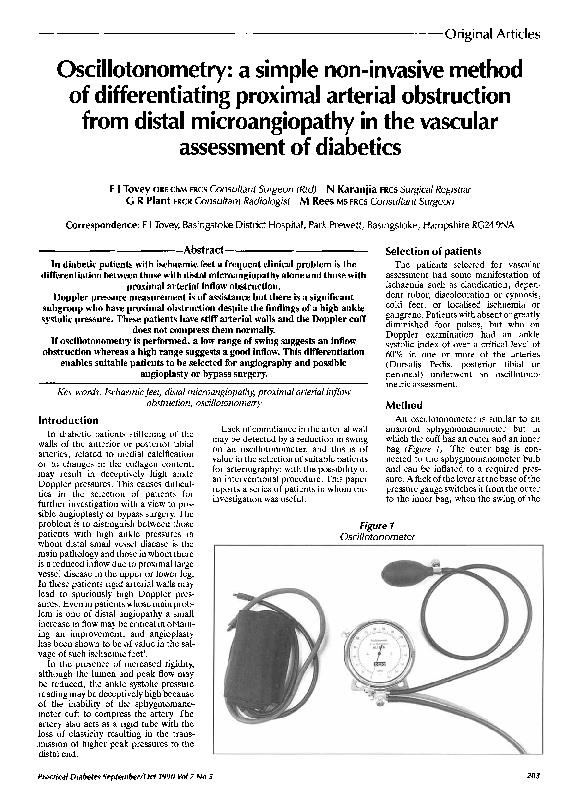 (PDF) Oscillotonometry: A simple non-invasive method of differentiating ...
