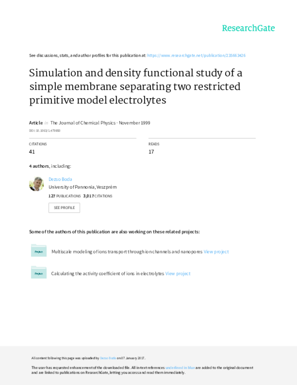(PDF) Simulation and density functional study of a simple membrane ...