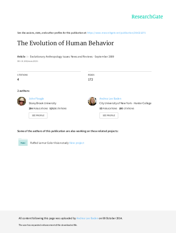(PDF) The evolution of human behavior