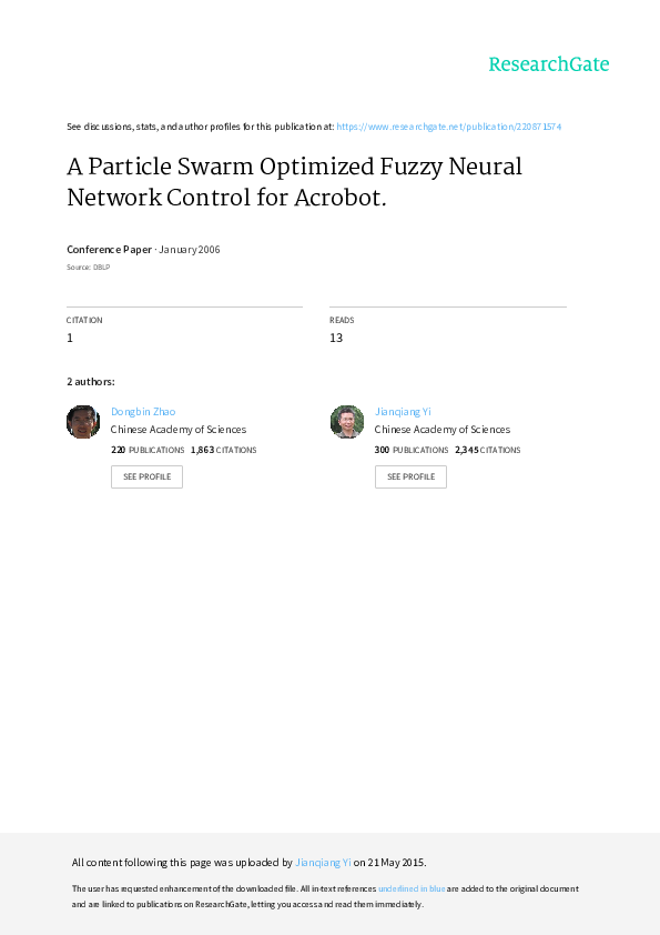 Pdf A Particle Swarm Optimized Fuzzy Neural Network For Voice Controlled Robot Systems