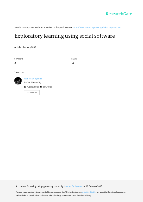 (PDF) Exploratory learning using social software