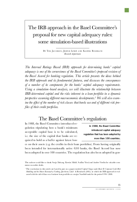 (PDF) The IRB approach in the Basel Committee's proposal for new ...
