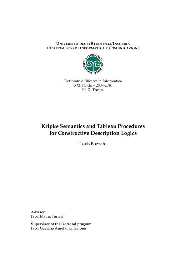 (PDF) Kripke semantics and tableau procedures for constructive description logics.