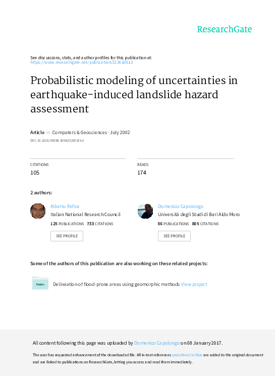 (PDF) Probabilistic modeling of uncertainties in earthquake-induced landslide hazard assessment* 1