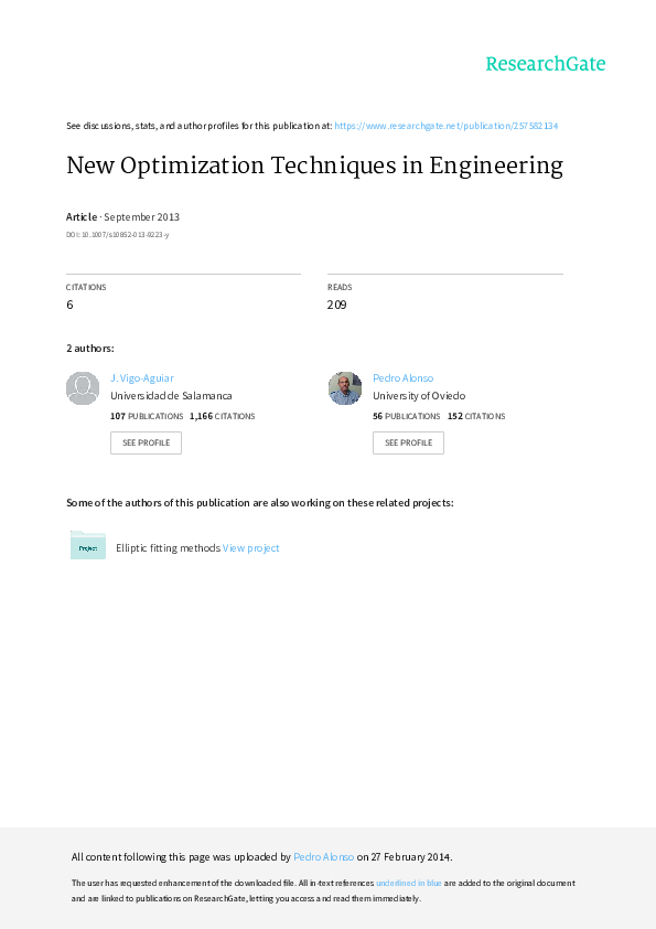 (PDF) New optimization techniques in engineering