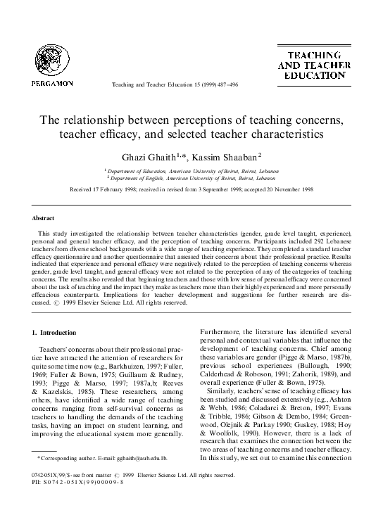 (PDF) The relationship between perceptions of teaching concerns ...