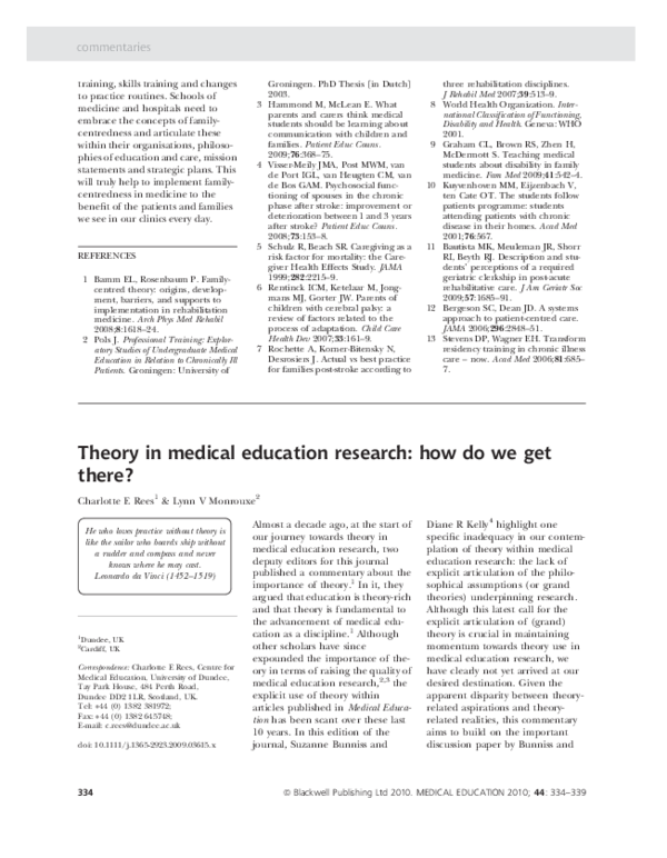 (PDF) Theory in medical education research: how do we get there?