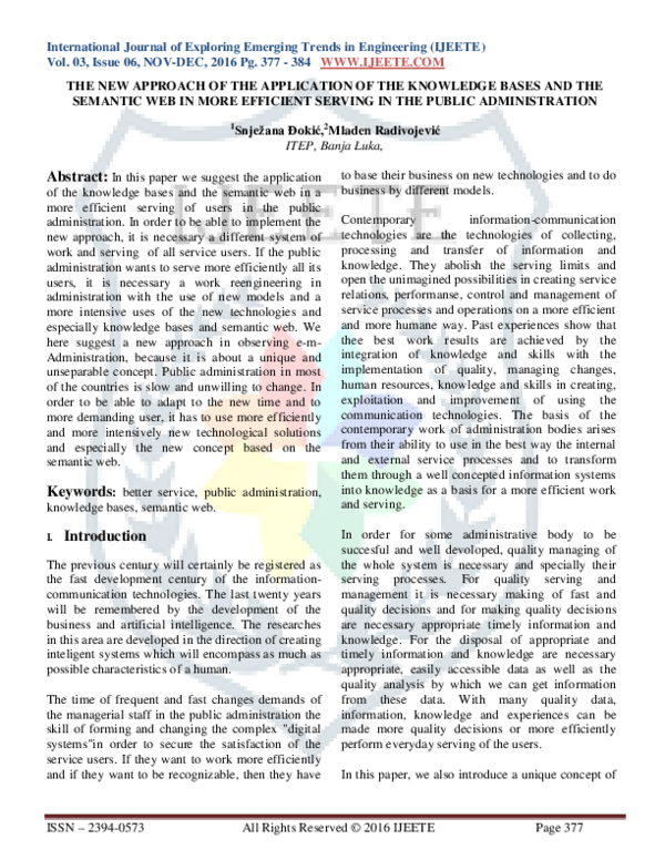 (PDF) THE NEW APPROACH OF THE APPLICATION OF THE KNOWLEDGE BASES AND THE SEMANTIC WEB IN MORE ...