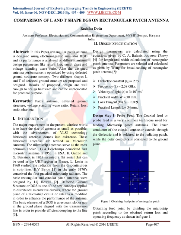 (PDF) COMPARISON OF L AND T SHAPE DGS ON RECTANGULAR PATCH ANTENNA