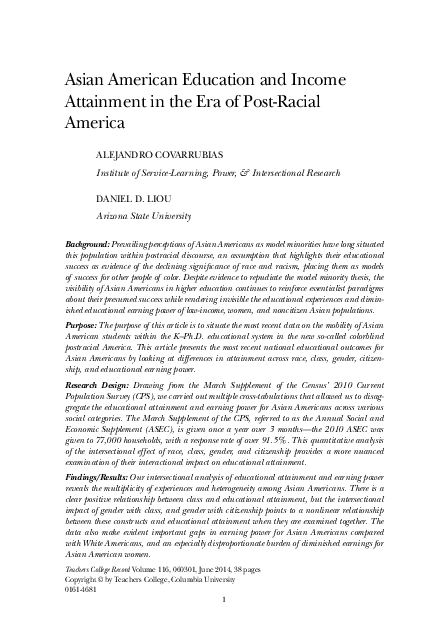 (PDF) Asian American Education and Income Attainment in the Era of Post ...