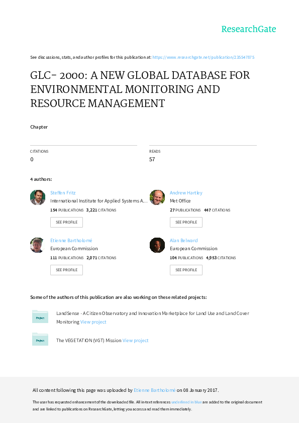 (PDF) GLC-2000: A NEW GLOBAL DATABASE FOR ENVIRONMENTAL MONITORING AND ...