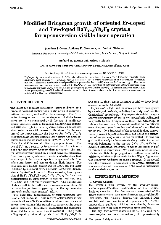 (PDF) Modified Bridgman growth of oriented Er-doped and Tm-doped BaY2 ...