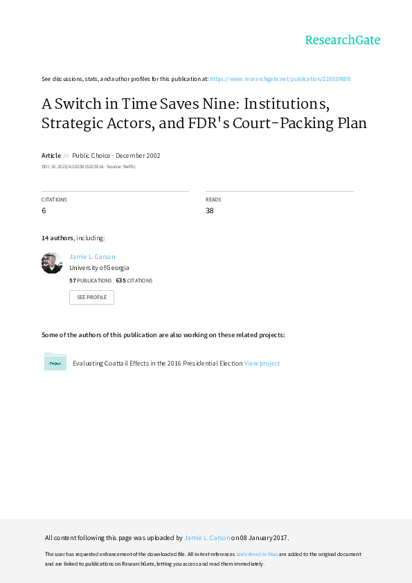 (PDF) A switch in time saves nine: Institutions, strategic actors, and ...