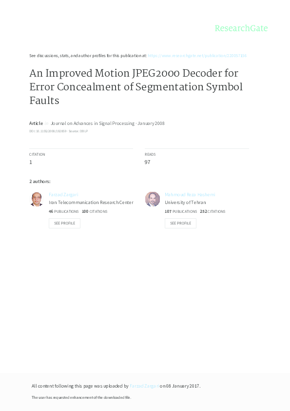 Pdf An Improved Motion Jpeg2000 Decoder For Error Concealment Of