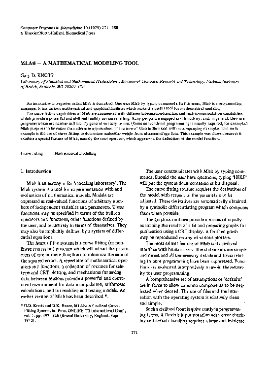(PDF) Mlab--a mathematical modeling tool