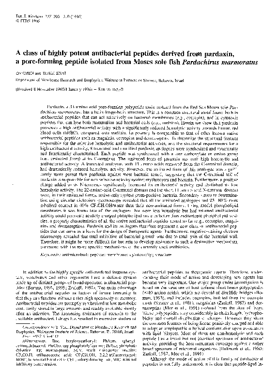(PDF) A Class of Highly Potent Antibacterial Peptides Derived from ...
