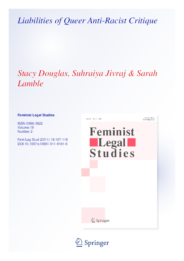 (PDF) Liabilities of Queer Anti-Racist Critique