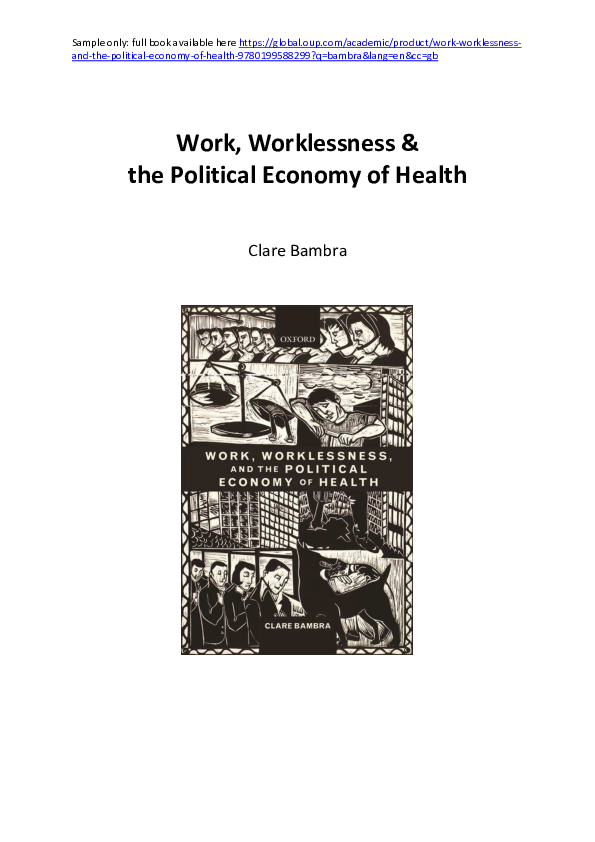 Pdf Work Worklessness And The Political Economy Of Health Clare