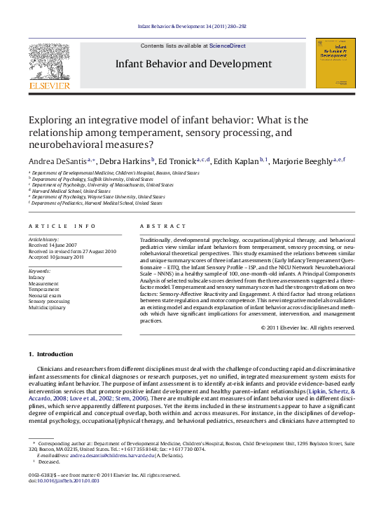 (PDF) Exploring an integrative model of infant behavior: What is the ...