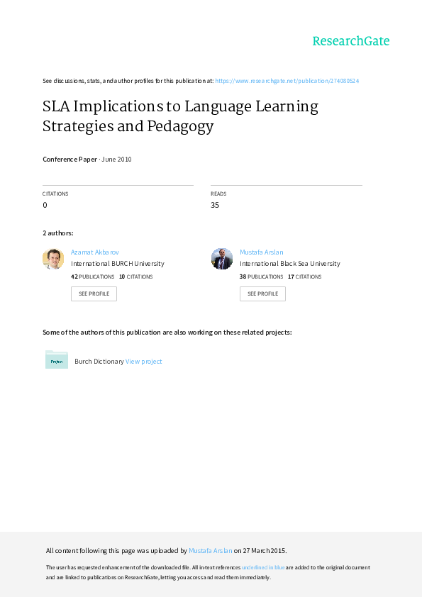 (PDF) SLA Implications to Language Learning Strategies and Pedagogy