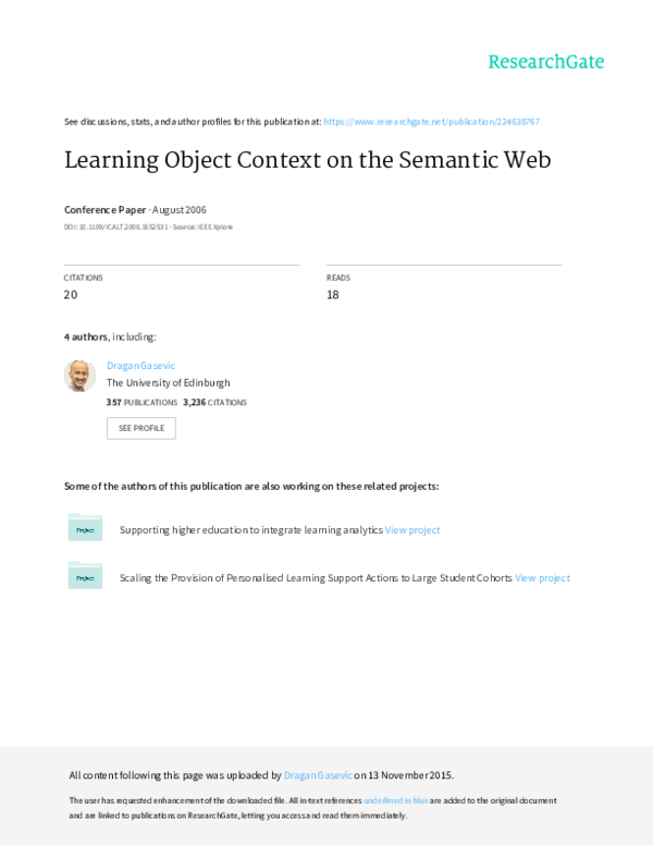 Pdf Learning Object Context On The Semantic Web