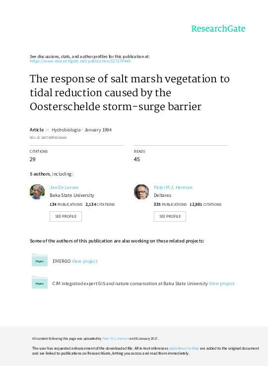 (PDF) The response of salt marsh vegetation to tidal reduction caused ...