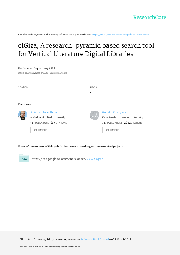 (PDF) elGiza, a research-pyramid based search tool for vertical ...