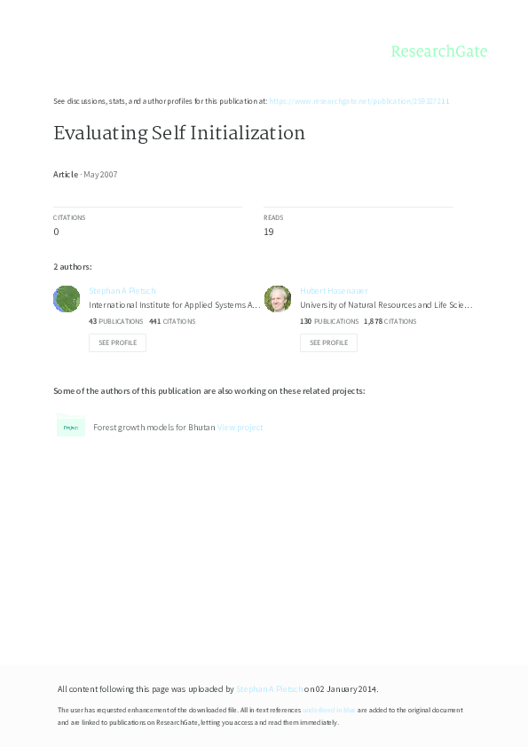 (PDF) Evaluating Self Initialization