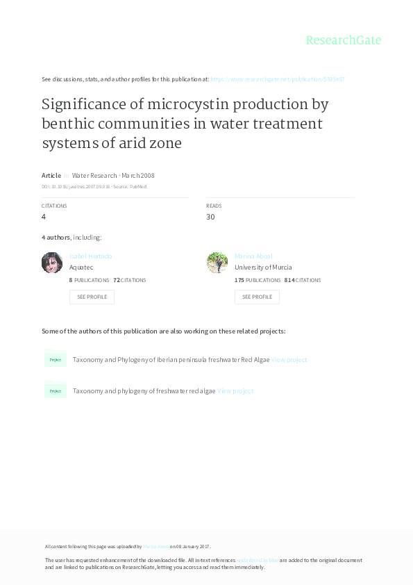 (PDF) Significance of microcystin production by benthic communities in ...
