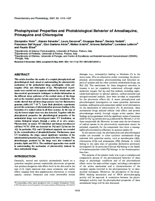 (PDF) Photophysical Properties and Photobiological Activity of the ...