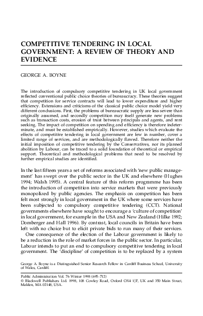 (PDF) Competitive tendering in local government: a review of theory and ...